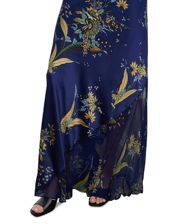 Staud Charlie Stretch Silk Low Back Dress - Tapestry Midnight