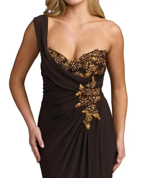 Mac Duggal One Shoulder Embellished Jersey Gown