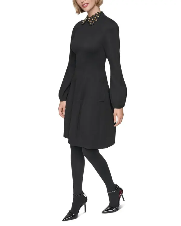 Sonia Rykiel Paris Domino Embellished Collar Long Sleeve Dress