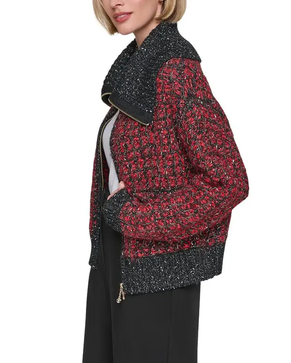 Sonia Rykiel Paris Tweed Zip Front Sweater Jacket