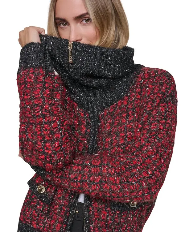 Sonia Rykiel Paris Tweed Zip Front Sweater Jacket