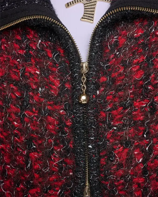 Sonia Rykiel Paris Tweed Zip Front Sweater Jacket