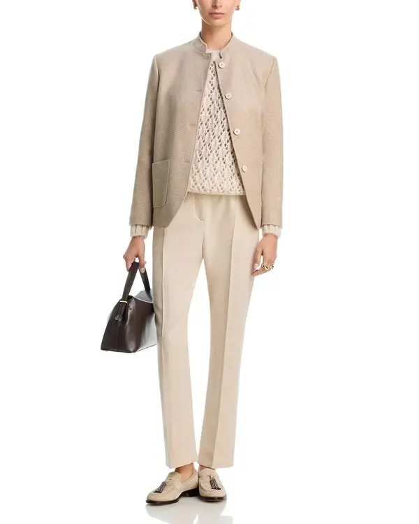 Eleventy Cashmere & Silk Mandarin Collar Jacket