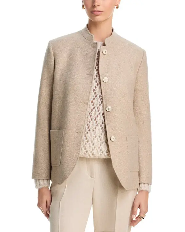 Eleventy Cashmere & Silk Mandarin Collar Jacket