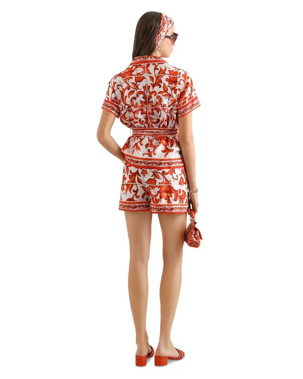 Dolce & Gabbana Majolica Print Vanity Silk Blouse
