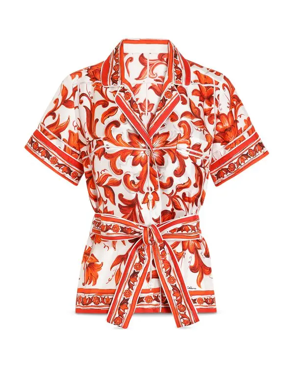 Dolce & Gabbana Majolica Print Vanity Silk Blouse