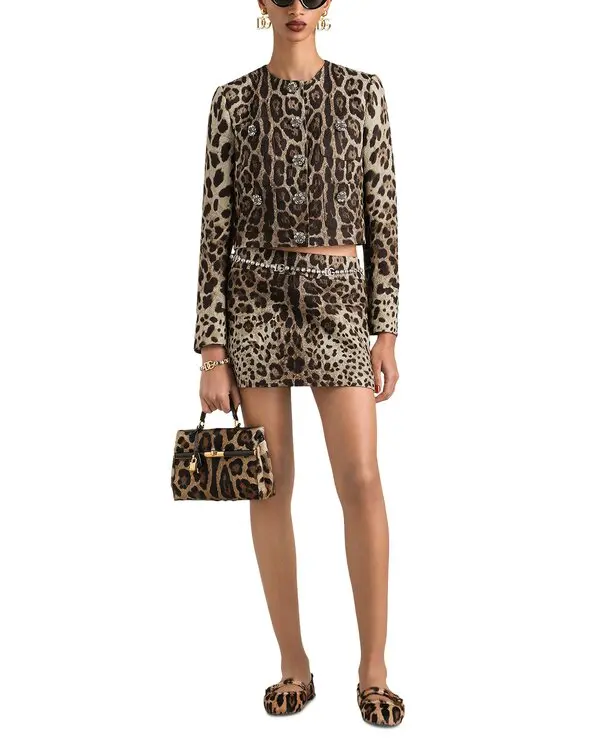Dolce & Gabbana Printed Brocade Mini Skirt - Leopard Print