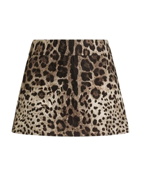 Dolce & Gabbana Printed Brocade Mini Skirt - Leopard Print