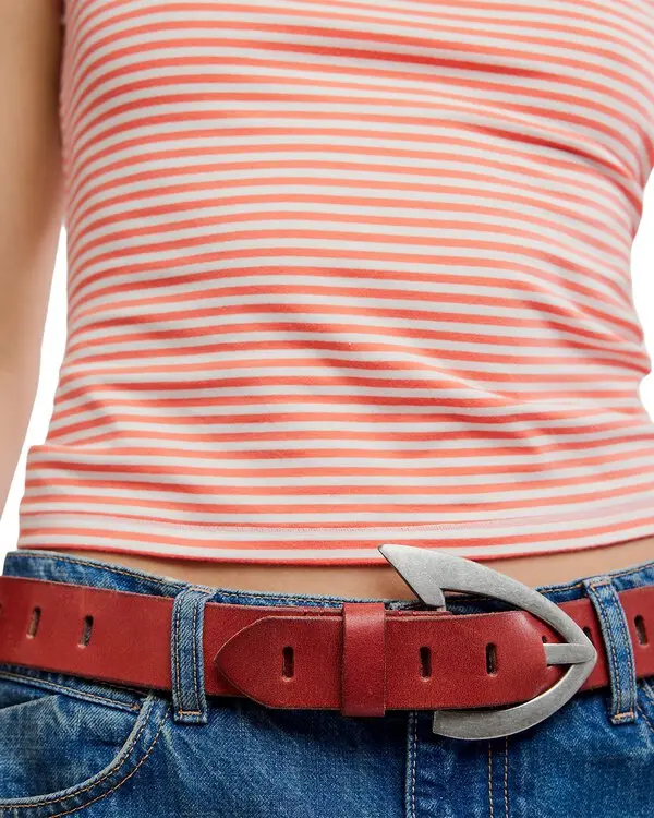 Free People We The Free Noa Leather Belt - Crimson