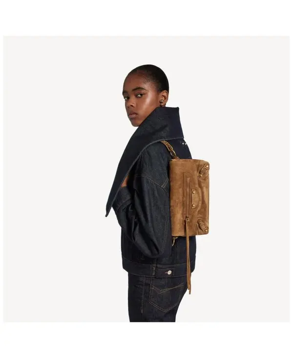 Balenciaga Le City Clutch With Chain - Camel