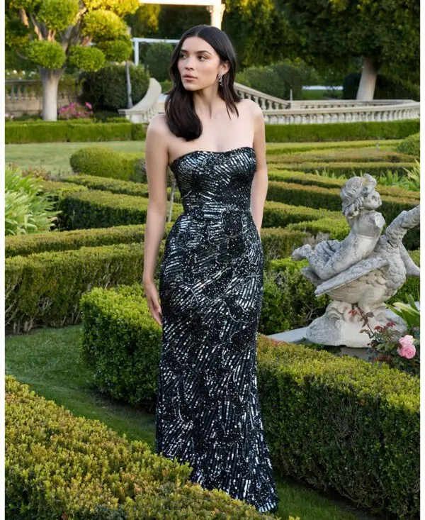 Mac Duggal Strapless Embellished Column Gown