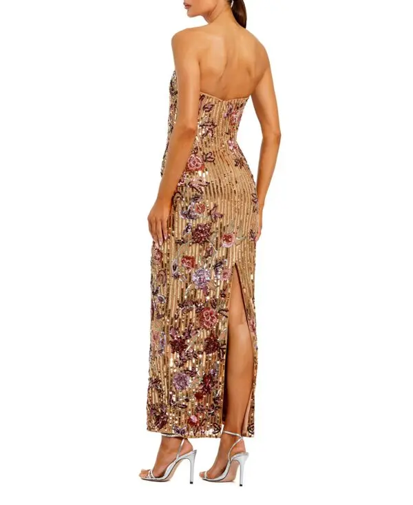 Mac Duggal Floral Embellished Strapless Column Dress