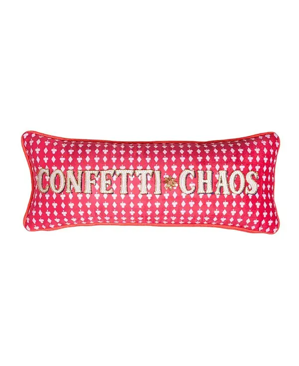 ZSA ZSA ZSU Digital Printed Embroidered Cushion, 8 X 21.5 - Red