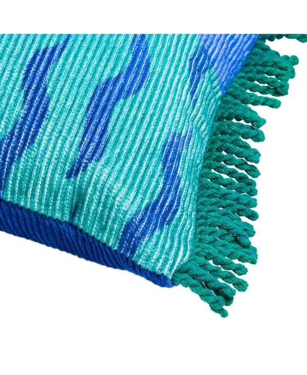 ZSA ZSA ZSU Ghuni Fringed Embroidered Cotton Cushion, 19.69 X 9.84