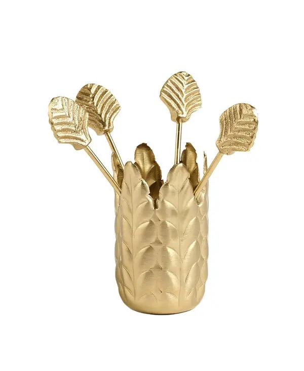 ZSA ZSA ZSU Tanda Steel Cocktaill Sticks Set, 2.0 X 2.0 X 4.3 - Gold