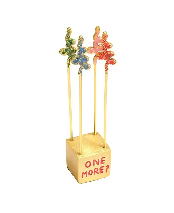 ZSA ZSA ZSU Tanda Steel Cocktail Sticks Set Of 4, 1.6 X 1.6 X 6.7 - Gold