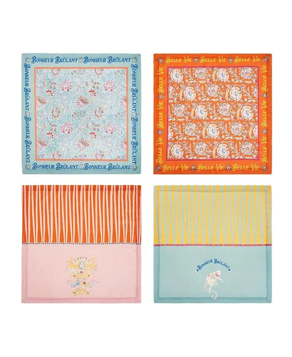 ZSA ZSA ZSU Nilufer Digital Printed Cotton Napkin Set, 17.7 X 17.7