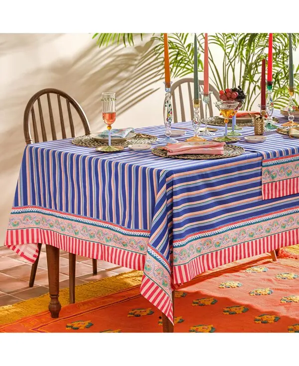 ZSA ZSA ZSU Nilufer Digital Printed Cotton Tablecloth, 63 X 94.5