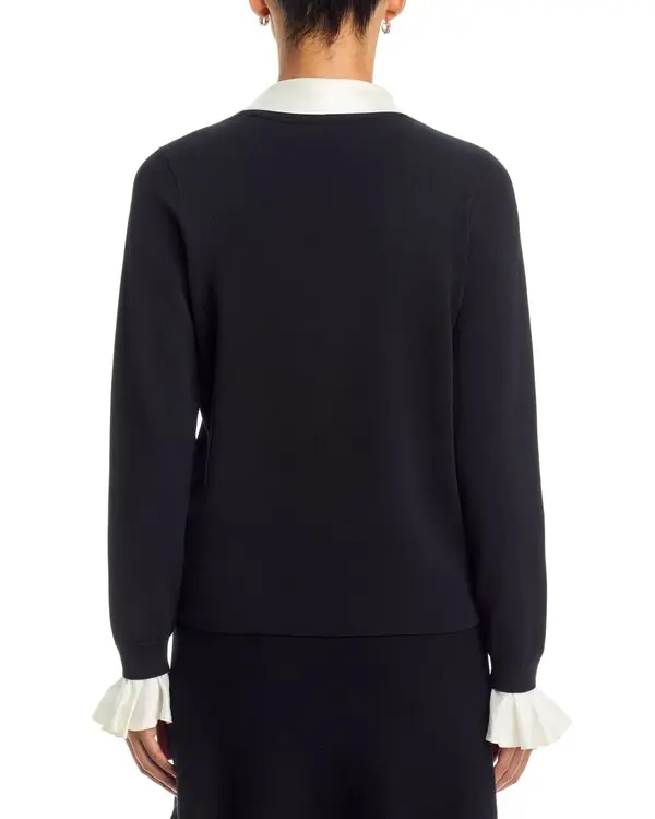 T Tahari Layered Look Tie Neck Sweater