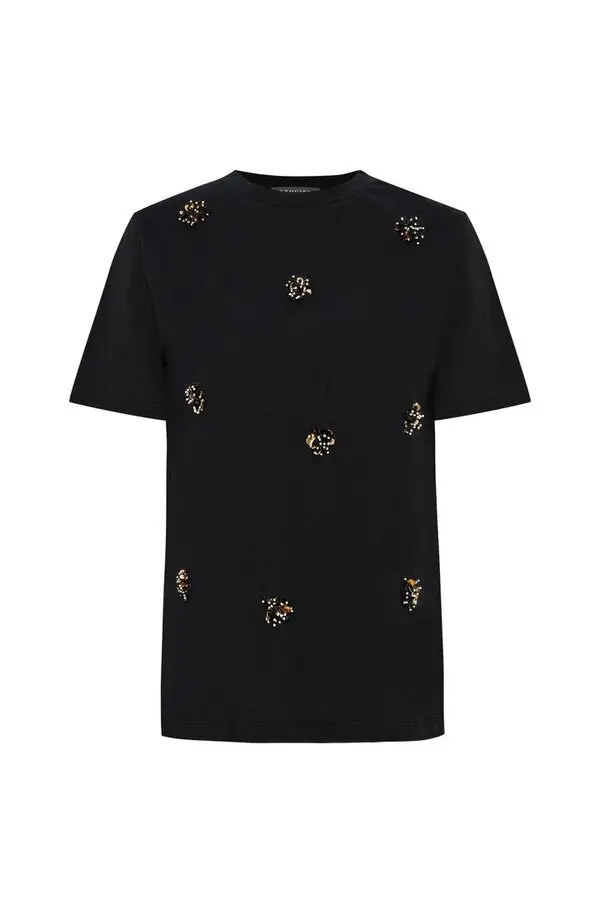 EXQUISE Ailith Embellished Crewneck T-shirt