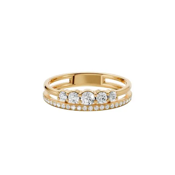AYA FINE JEWELRY Vesper Round Cut Lab Created Diamond Cluster Double Band Ring - Yellow