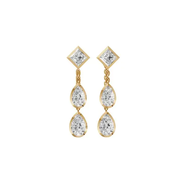 AYA FINE JEWELRY Corina Princess & Pear Cut Lab Created Diamond Drop Earrings In Gold - Yellow
