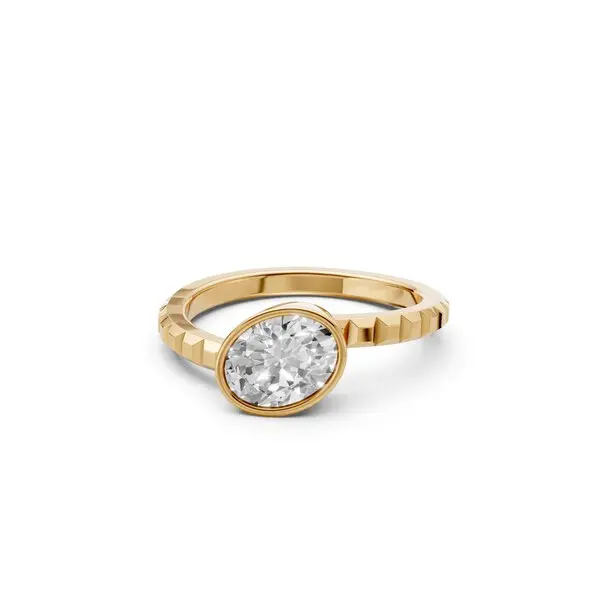 AYA FINE JEWELRY Rhodes Oval Cut Lab Grown Diamond Solitaire Ring - Yellow