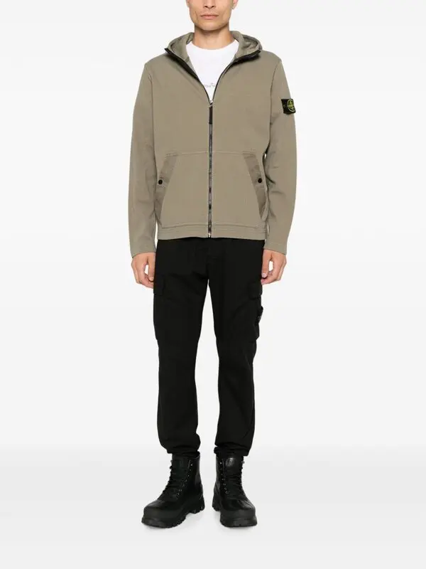 Stone Island Cotton Zip Up Hoodie