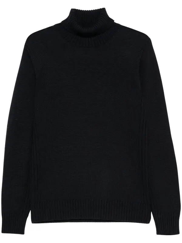 KANGRA Roll-neck Wool Sweater - Blue
