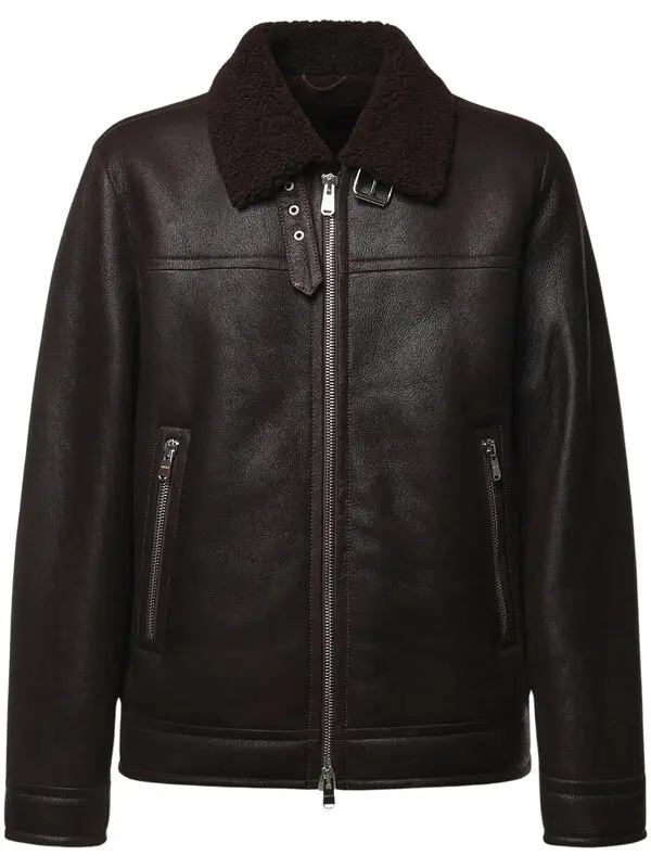 DONDUP Shearling-collar Leather Jacket