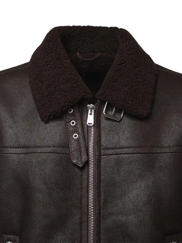 DONDUP Shearling-collar Leather Jacket
