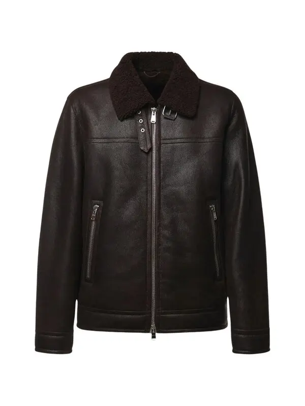 DONDUP Shearling-collar Leather Jacket