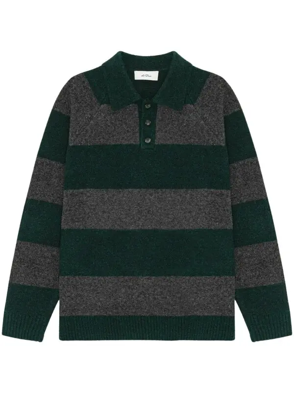 LES DEUX Striped Melange Knitted Polo