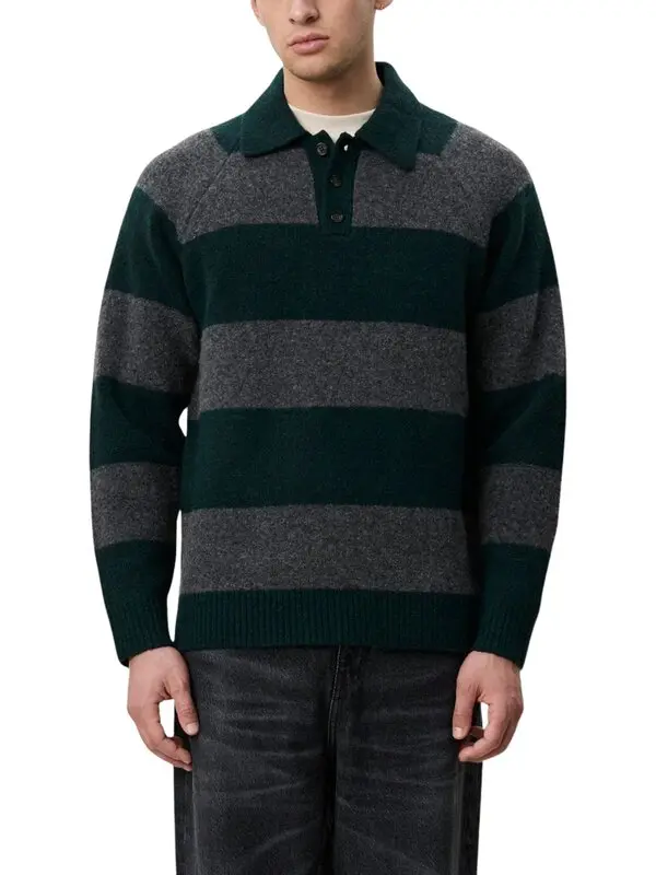 LES DEUX Striped Melange Knitted Polo