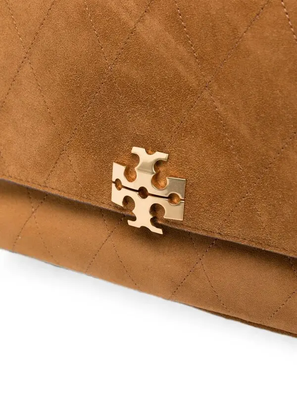 Tory Burch Charlie Suede Leather Shoulder Bag - Beige