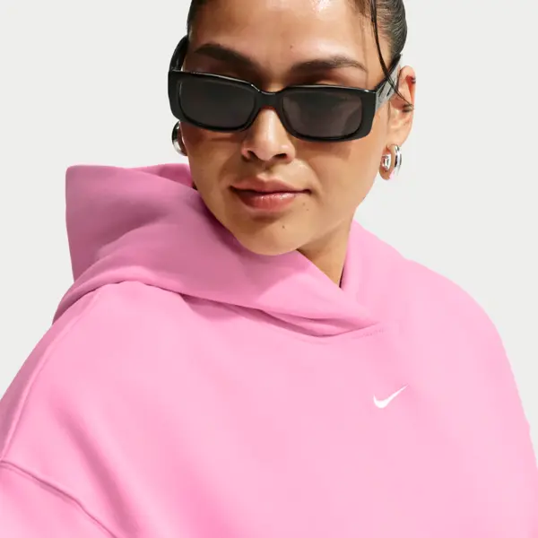 Nike Studio Fleece Medium Weight Oversized Pullover Hoodie - Pink