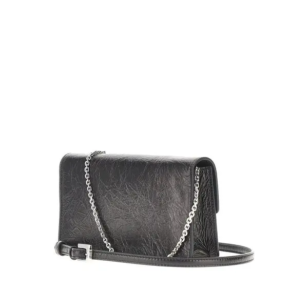 Fendi Craquelé-effect Leather Baguette Clutch With Double Strap