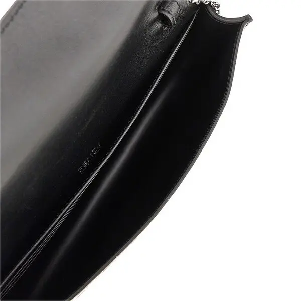 Fendi Craquelé-effect Leather Baguette Clutch With Double Strap