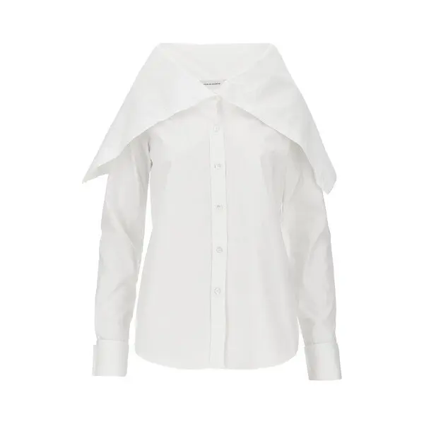 7 For All Mankind Maxi High Neck Cotton Poplin Shirt
