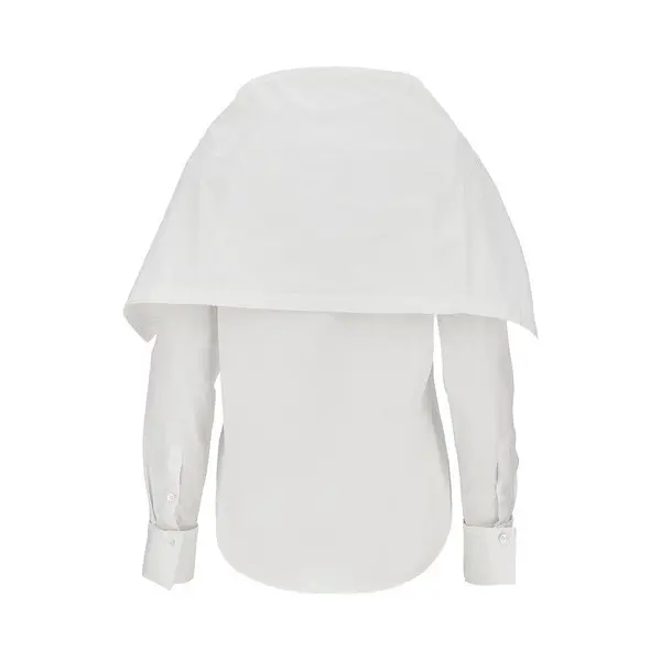7 For All Mankind Maxi High Neck Cotton Poplin Shirt