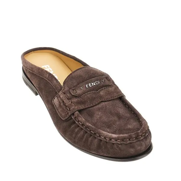 Fendi Suede Leather Sabot - Brown
