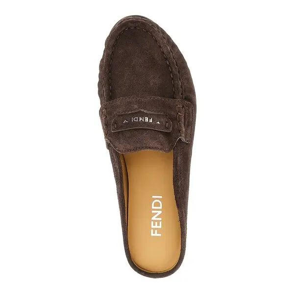 Fendi Suede Leather Sabot - Brown