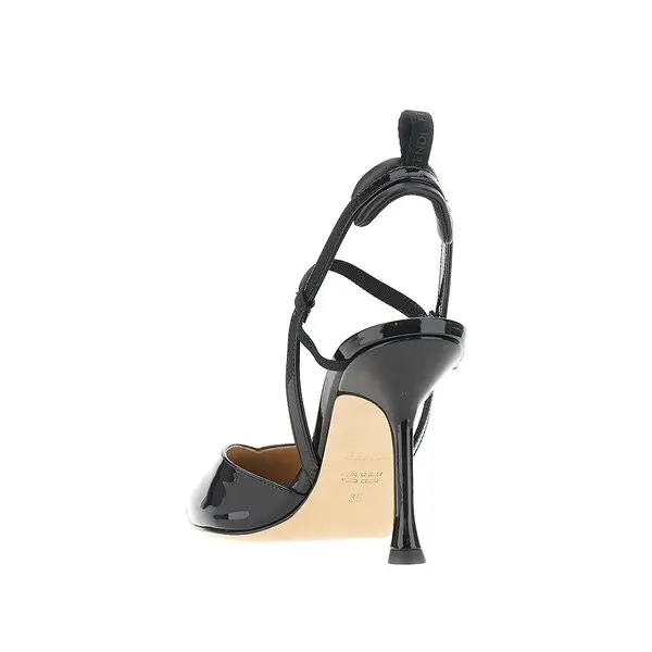 Fendi Patent Leather Very Colibrì Slingback Pumps - Black