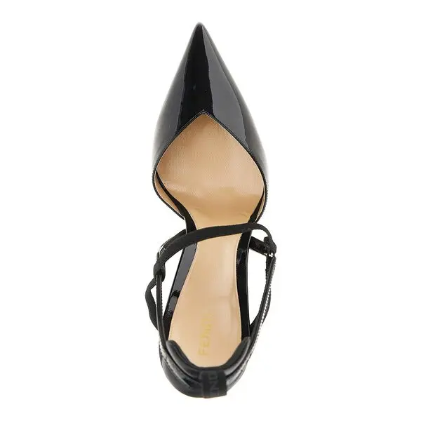 Fendi Patent Leather Very Colibrì Slingback Pumps - Black