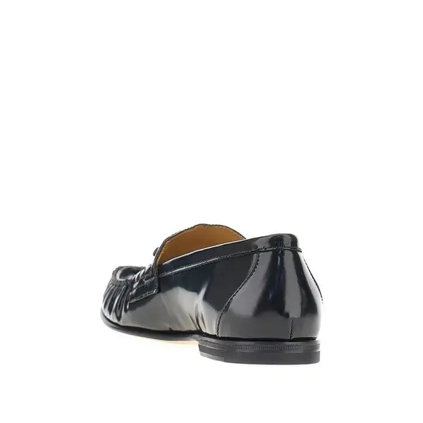 Fendi Scrunch Leather Loafers - Black