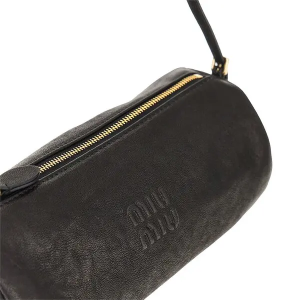 Miu Miu Nappa Leather Pouch With Strap - Black