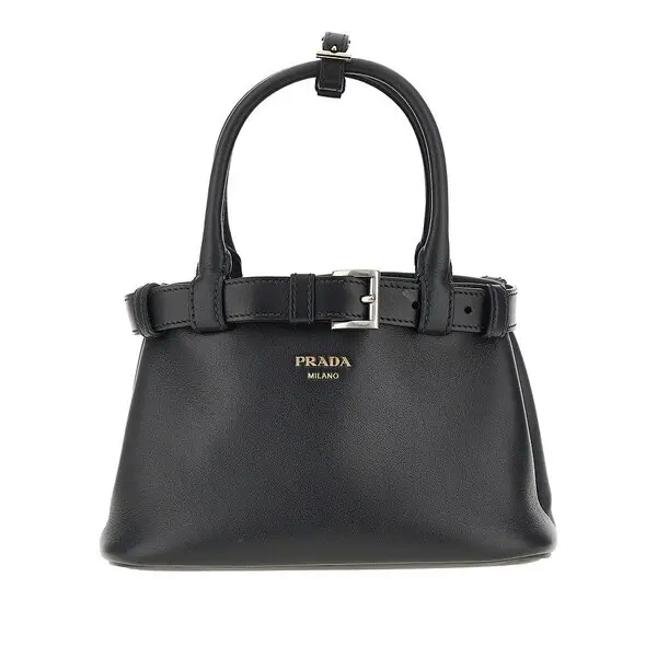 Prada Leather Small Buckle Bag - Black