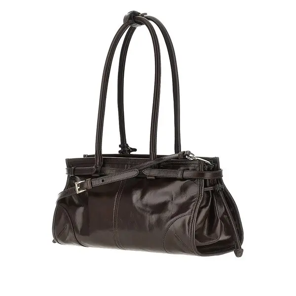 Prada Shiny Leather Medium Bonnie Bag - Brown