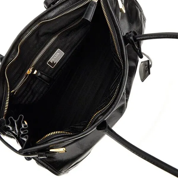 Prada Shiny Leather Large Bonnie Handbag