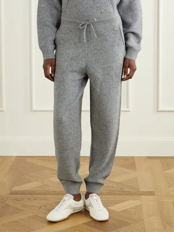 Victoria Beckham Wool And Cashmere-blend Track Pants - Gray